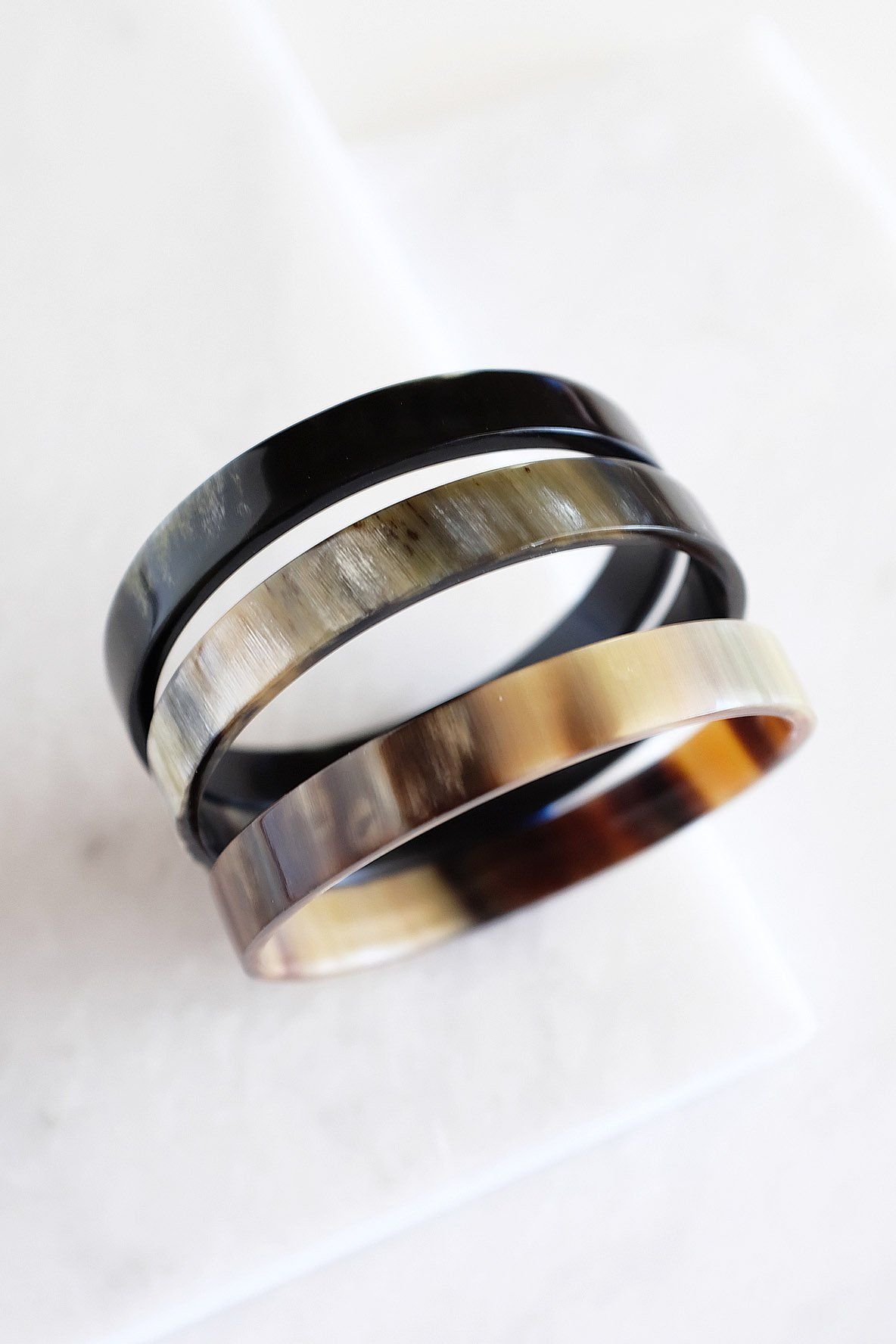Bracelet || Tron Buffalo Horn Minimalist Bangle - Set of 3 – Libra Lounge